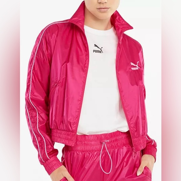 Puma | Jackets & Coats | Puma Pink Womens Iconic T7 Woven Track Jacket ...